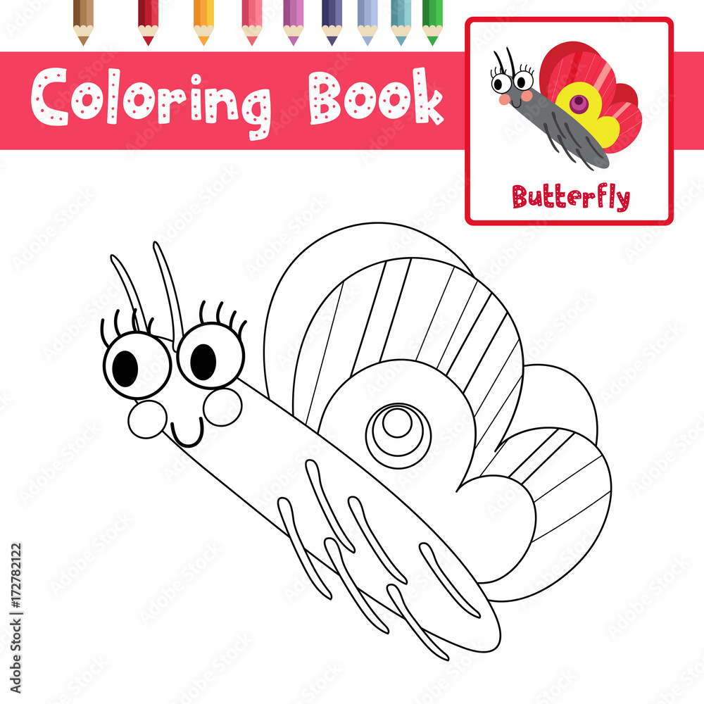 Coloring page of Butterfly side view animals for preschool kids ...