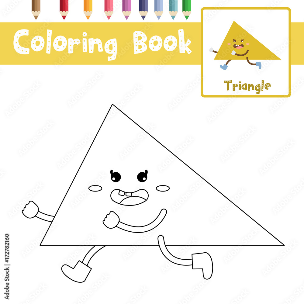 Coloring page of Triangle shape for preschool kids activity educational ...