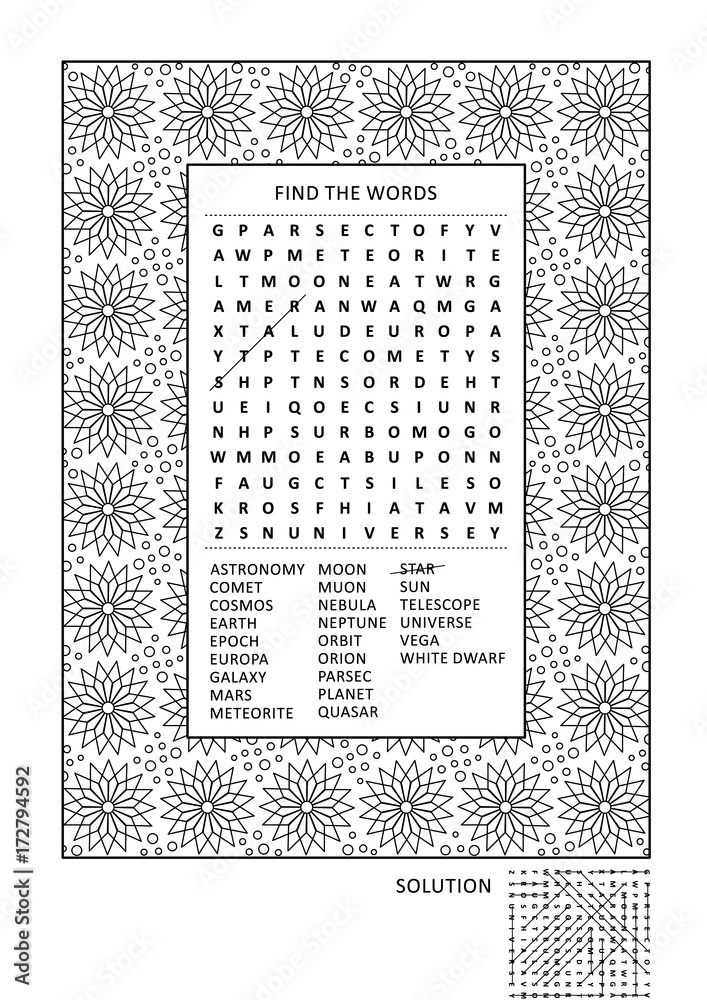 Astronomy Word Search Puzzle Answers