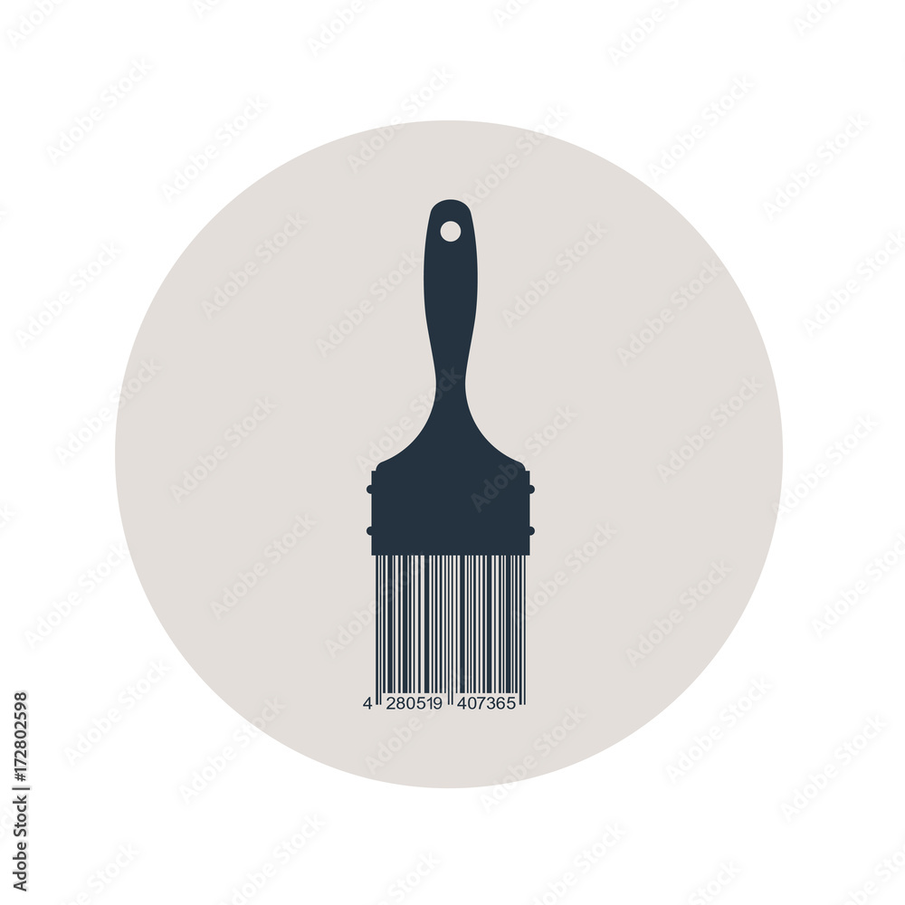Icono plano codigo de barras brocha en circulo gris Stock Vector ...