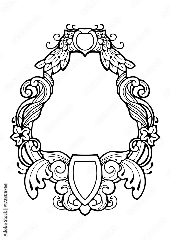 Renaissance vintage luxury frame drawing design with ink pen vector ...