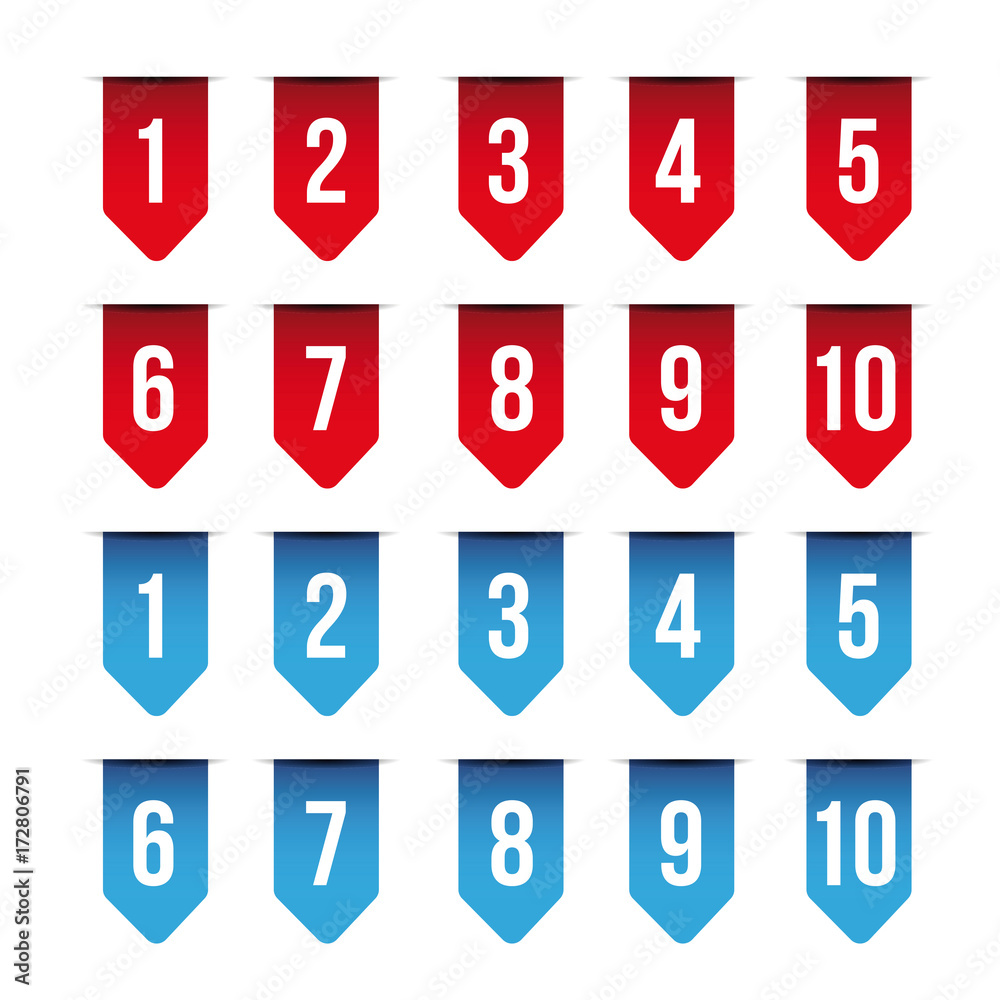 Number set ribbon red and blue Stock Vector | Adobe Stock