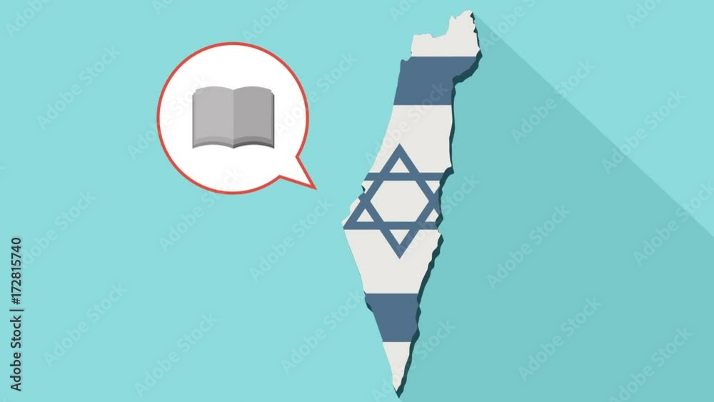 Vidéo Stock Animation of a long shadow Israel map with its flag and a ...