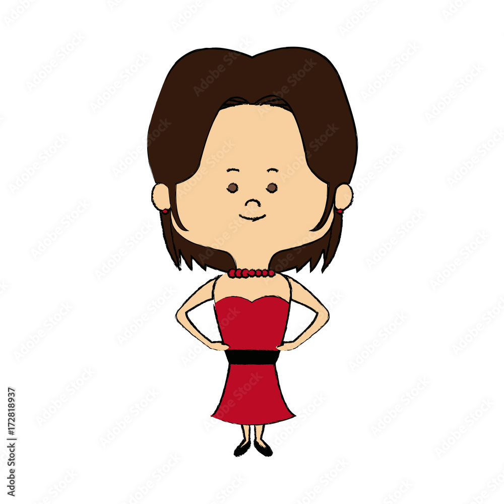 cute cartoon woman pretty elegant clothes vector illustration Stock ...