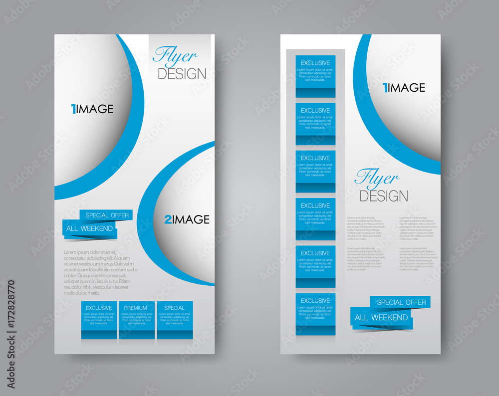 Skinny flyer or leaflet design. Set of two side brochure template or ...