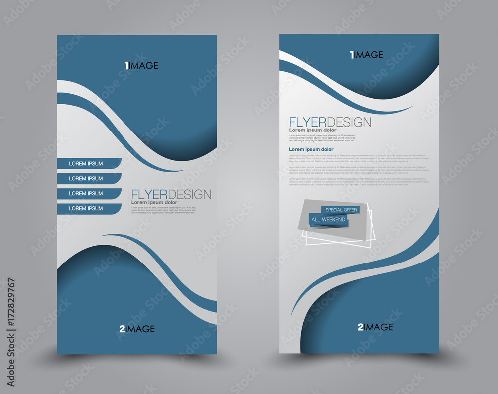 Skinny flyer or leaflet design. Set of two side brochure template or ...