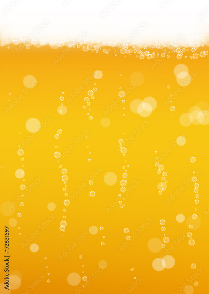 Beer background with realistic bubbles. Cool beverage for restaurant ...
