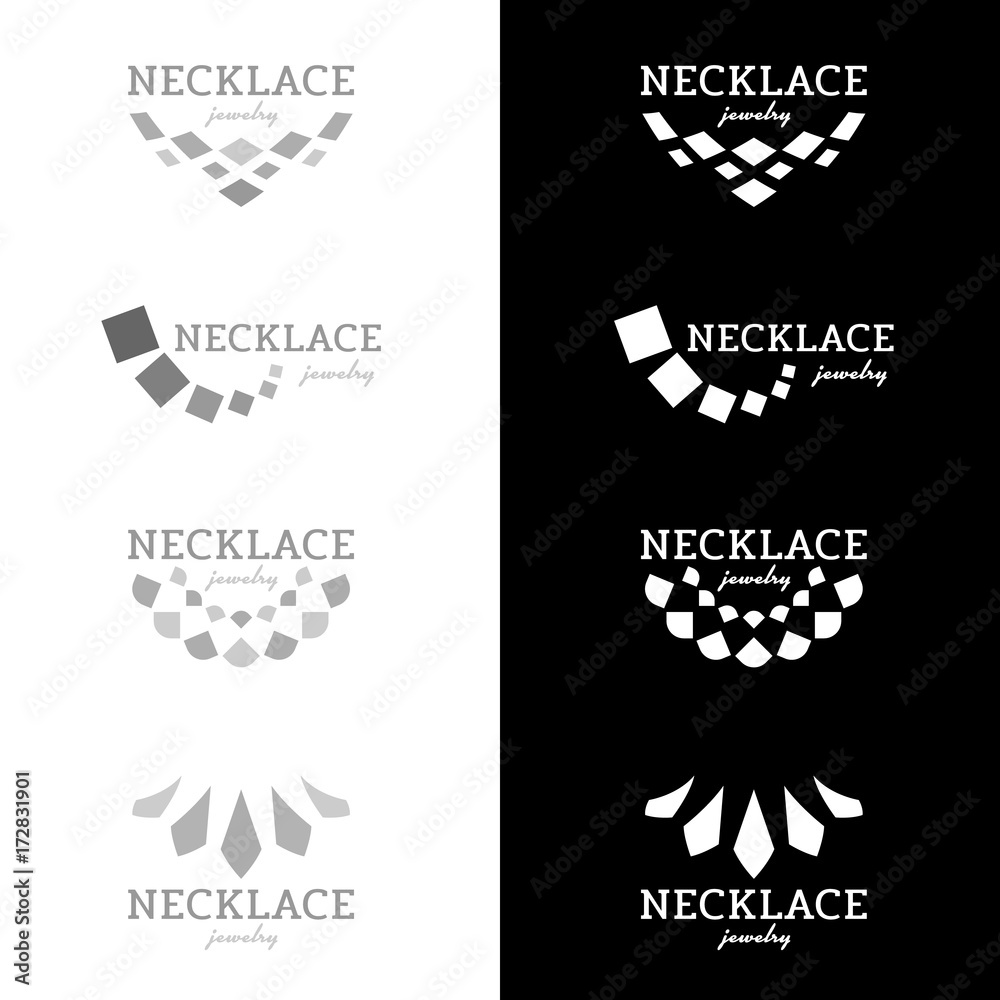 Necklace logo with square diamond shape black and gray tone vector ...