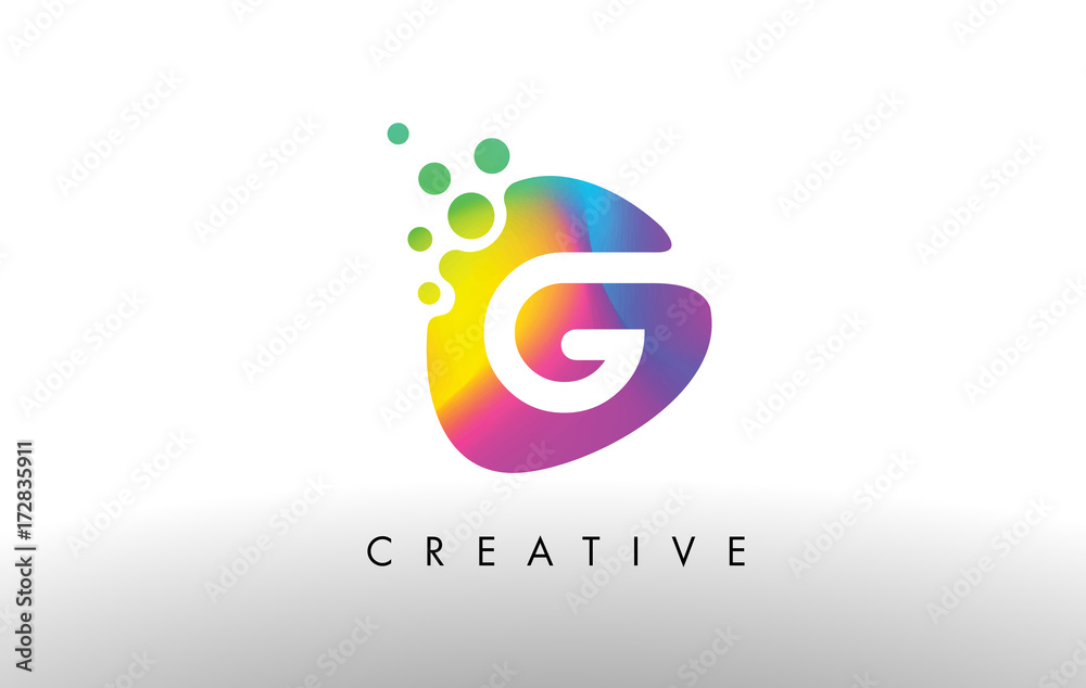 G Colorful Logo Design Shape. Purple Abstract Shape Letter Icon. Stock ...