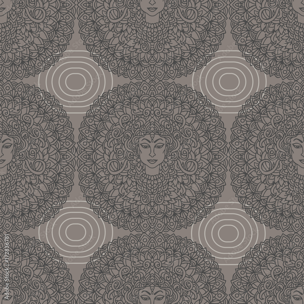 Buddha seamless pattern. Mandala background. Indian, buddhism, esoteric ...