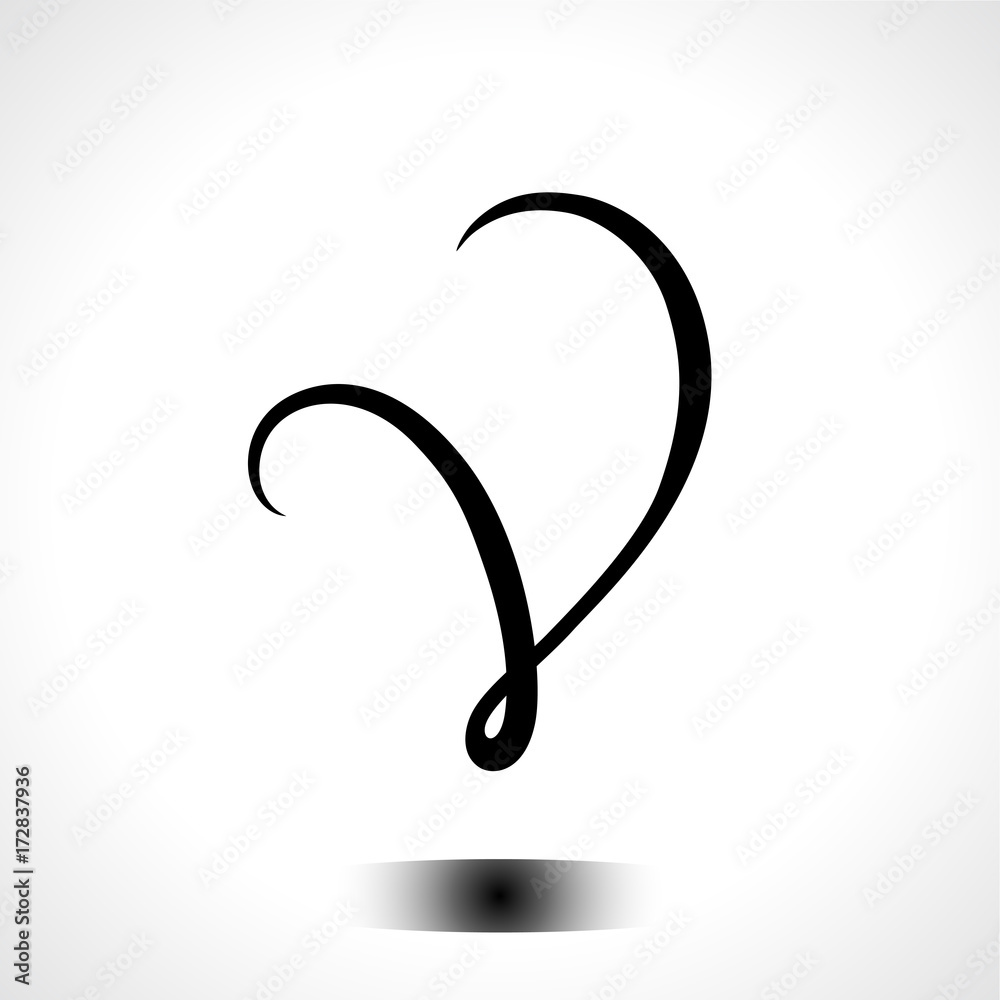 Alphabet letter V lettering vector calligraphy manuscript. Vector ...