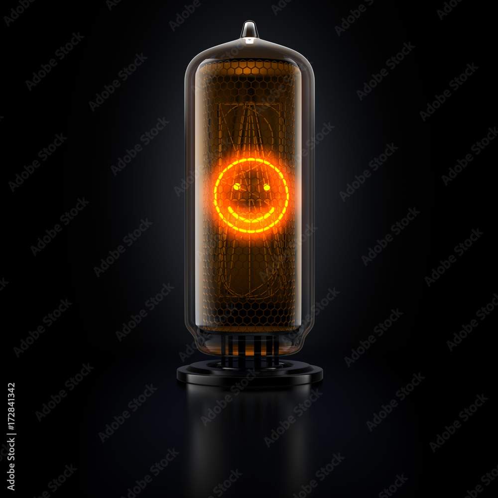 nixie tube digits smile on black background 3d rendering Stock Photo ...