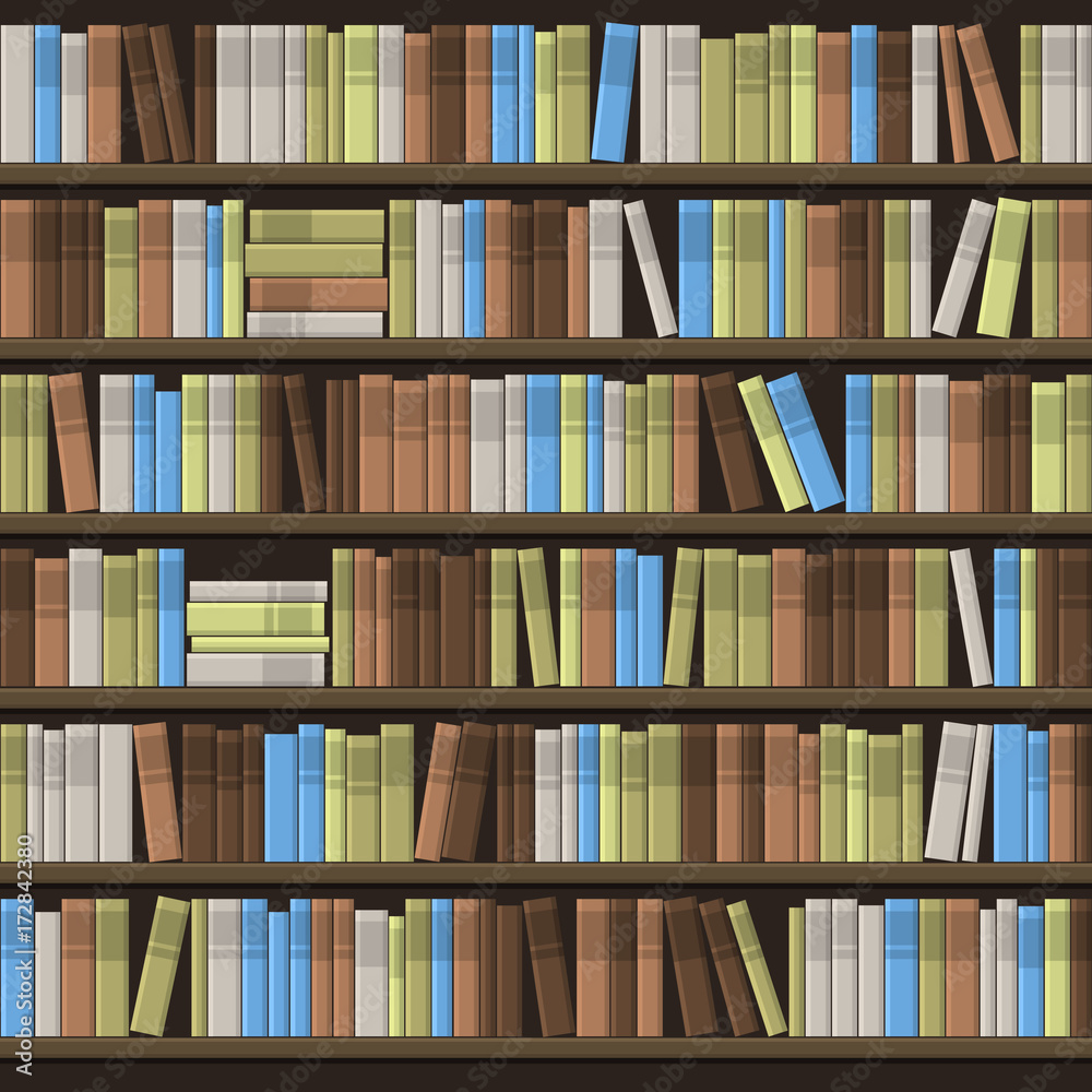 Library Book Shelf Seamless Background. Vector Stock Vector | Adobe Stock