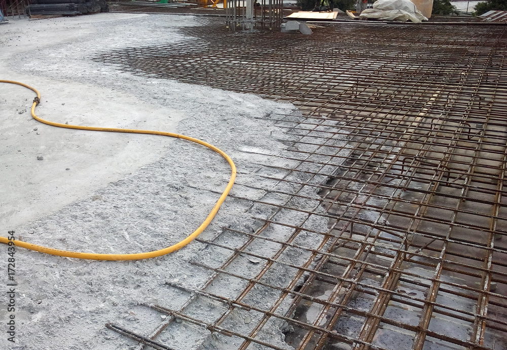 Concrete construction cold joint at construction site. This is the bad ...