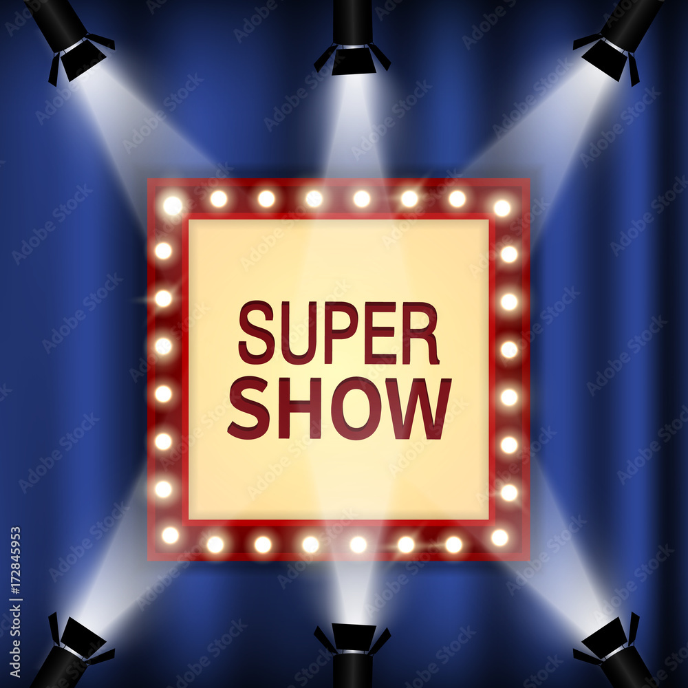 Retro light sign. cinema and theater signage. Vintage style banner and ...