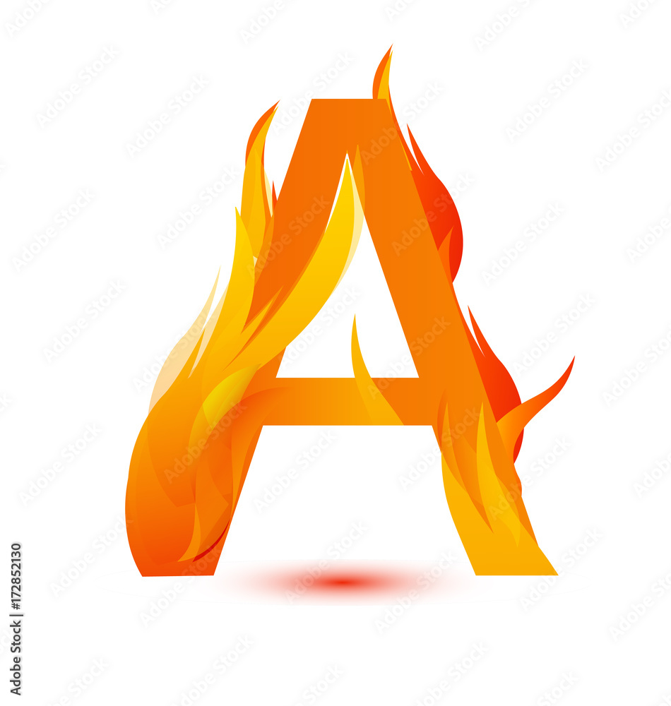 Letter A in fire flame icon vector Stock Vector | Adobe Stock