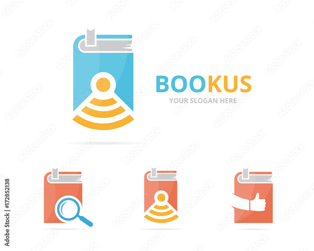 Set of book logo combination. Novel and signal symbol or icon. Unique ...