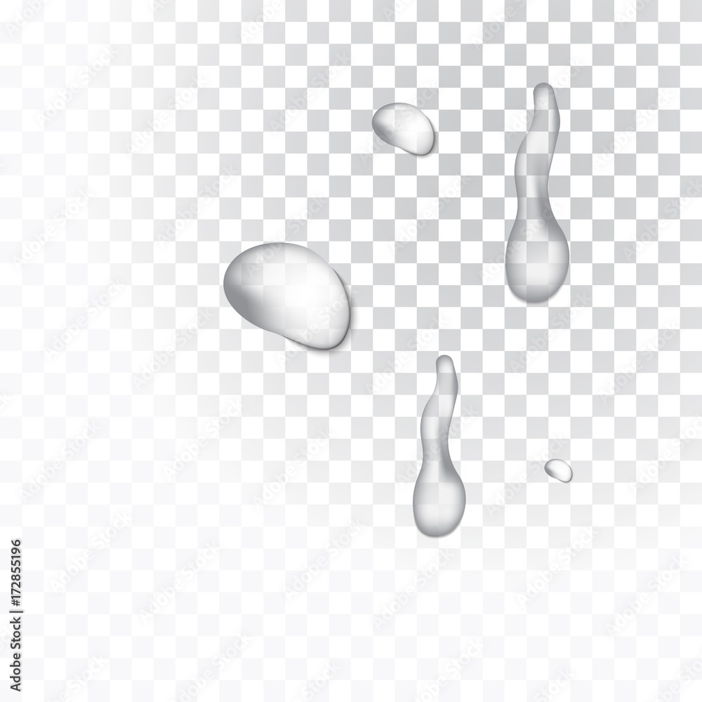 Realistic vector water drops transparent background. Clean drop ...