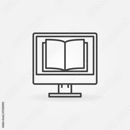 Computer with a book icon Stock Vector | Adobe Stock