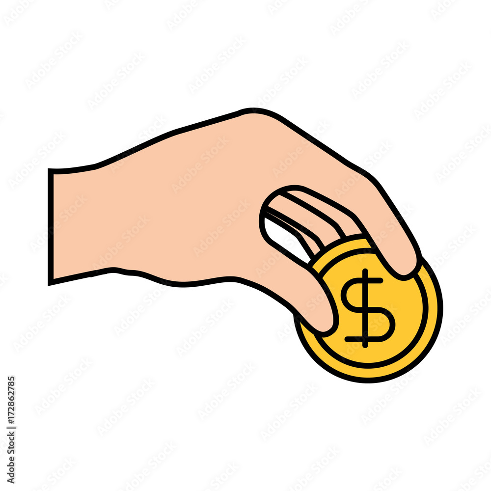 hand give coin money dollar bank economic vector illustration Stock ...