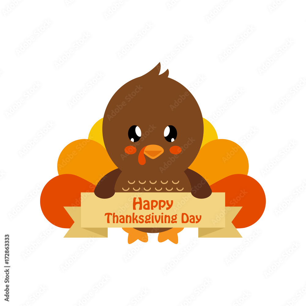 cute turkey with a sign Stock Vector | Adobe Stock