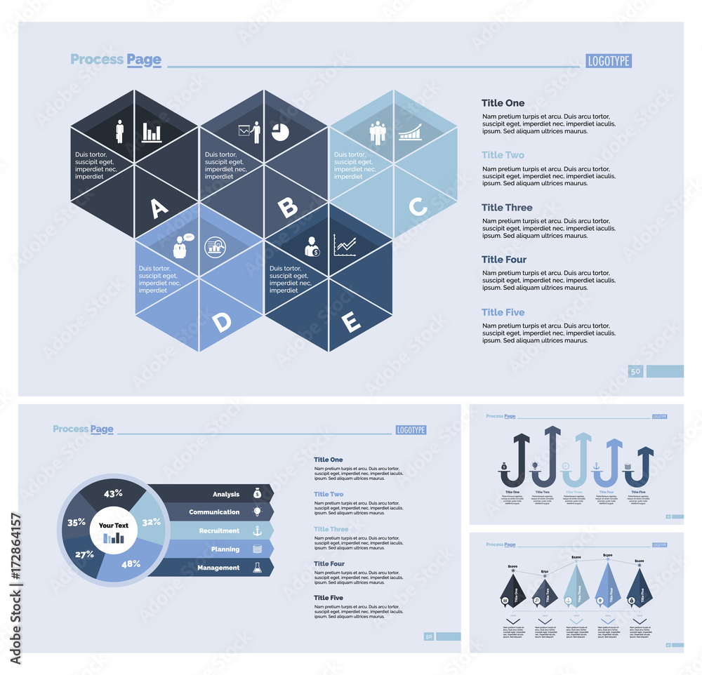 Four Teamwork Slide Templates Set Stock Vector | Adobe Stock