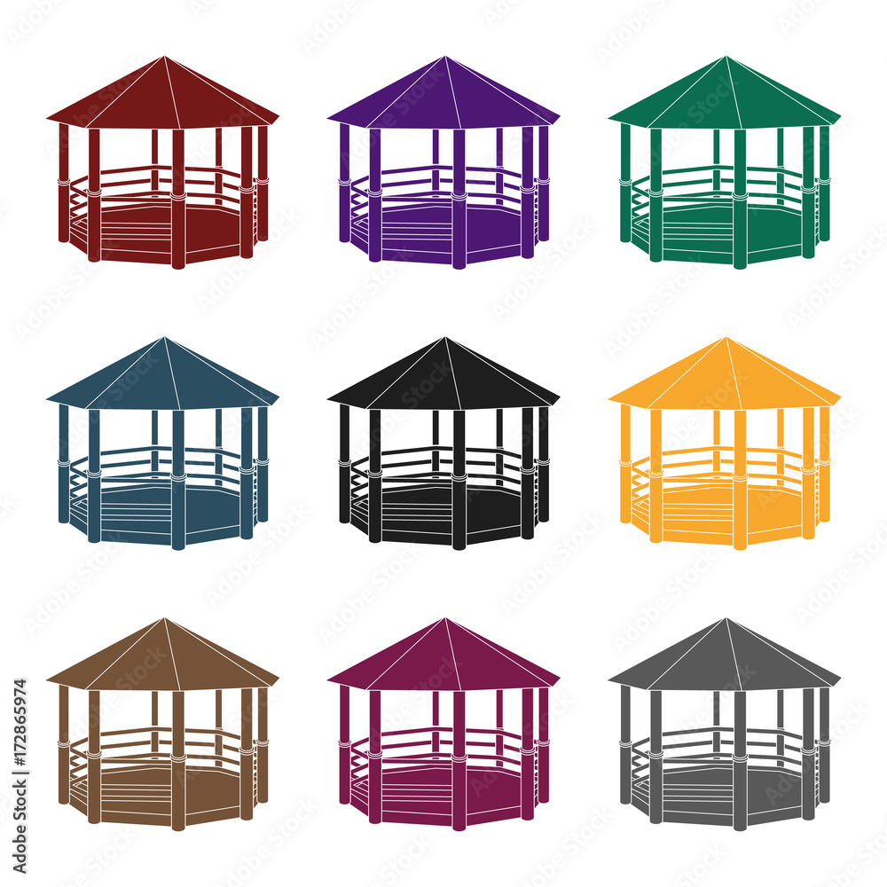 Gazebo icon in black style isolated on white background. Park symbol ...