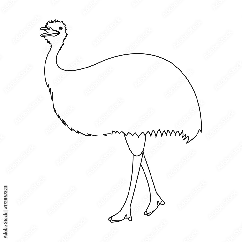 Bird, ostrich emu.African wild ostrich single icon in outline style ...