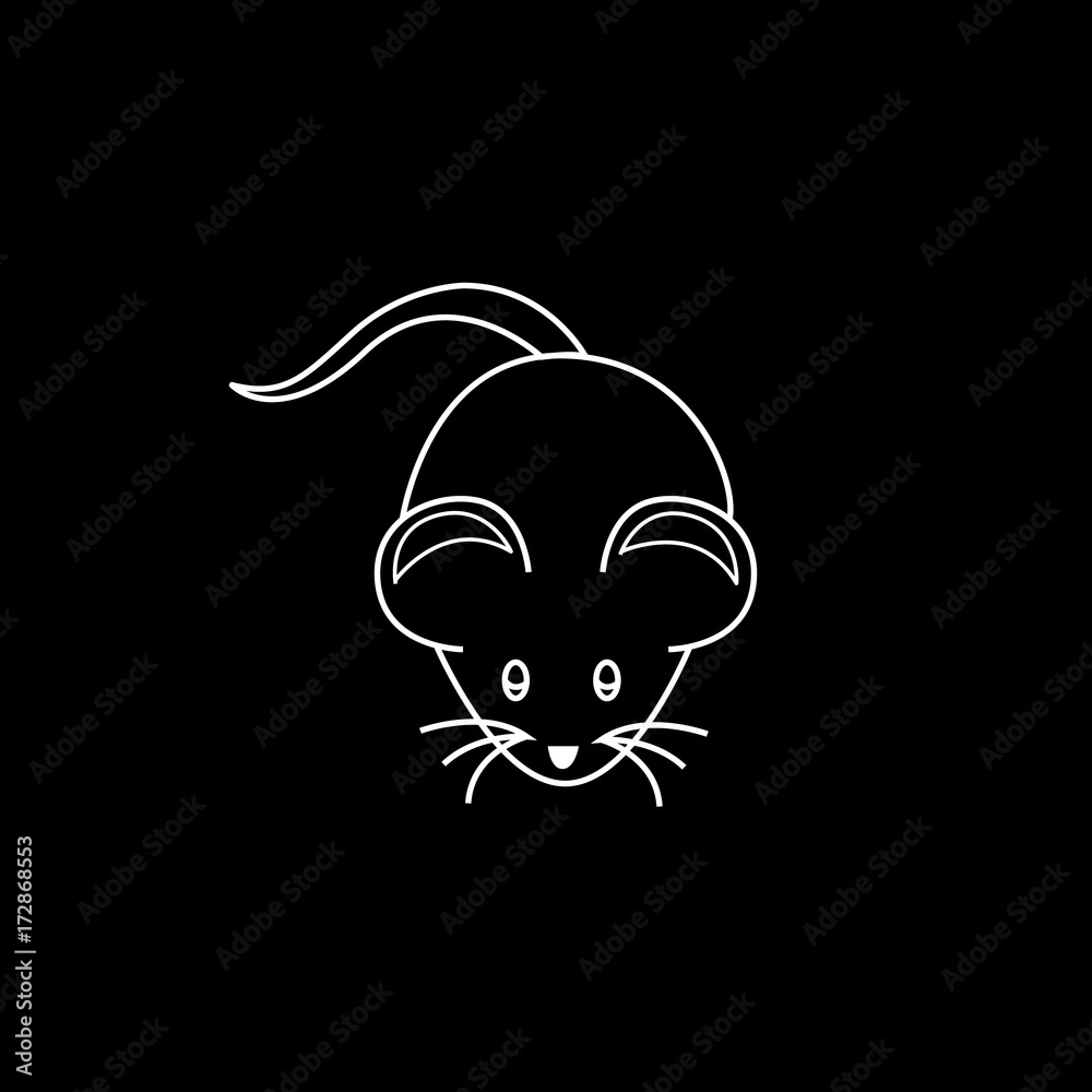 Stylish icon of a white mouse for web and print. Minimalistic symbol of ...