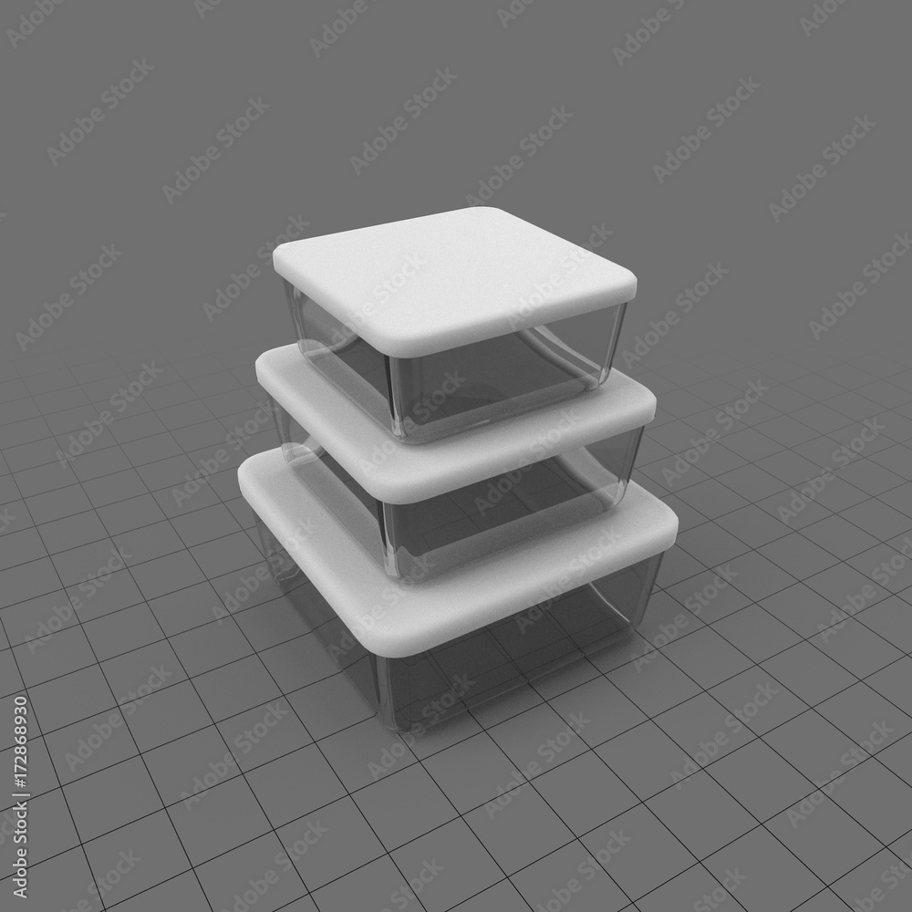 Stack of three storage containers contenido 3D de Stock | Adobe Stock