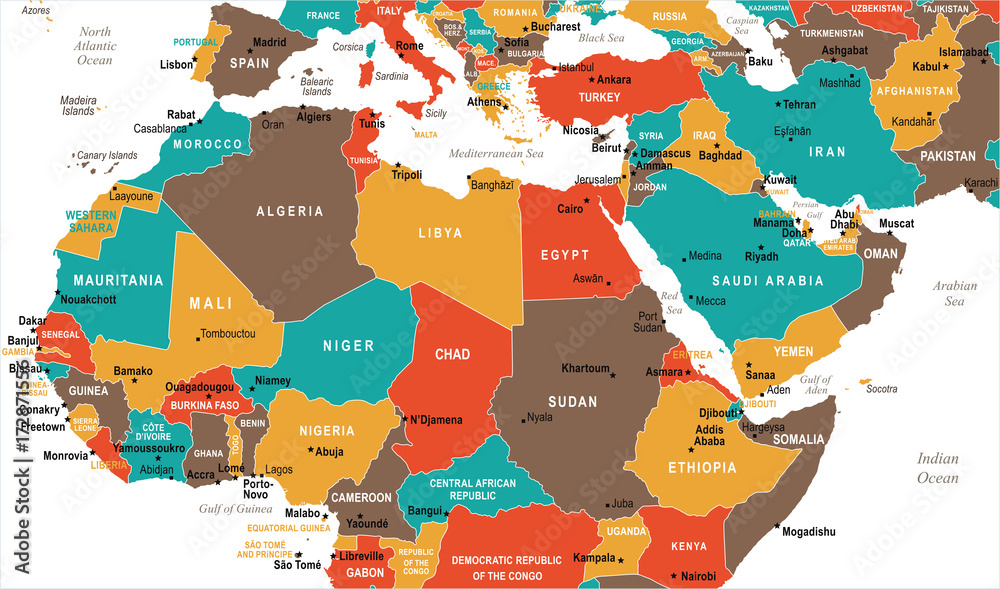 North Africa Map - Vector Illustration Stock Vector | Adobe Stock