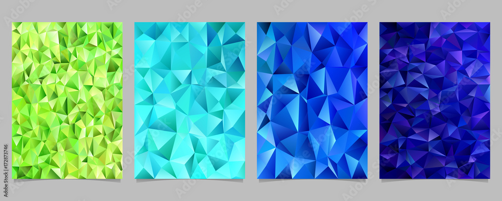 Abstract Irregular Triangle Tile Mosaic Flyer Template Set Vector