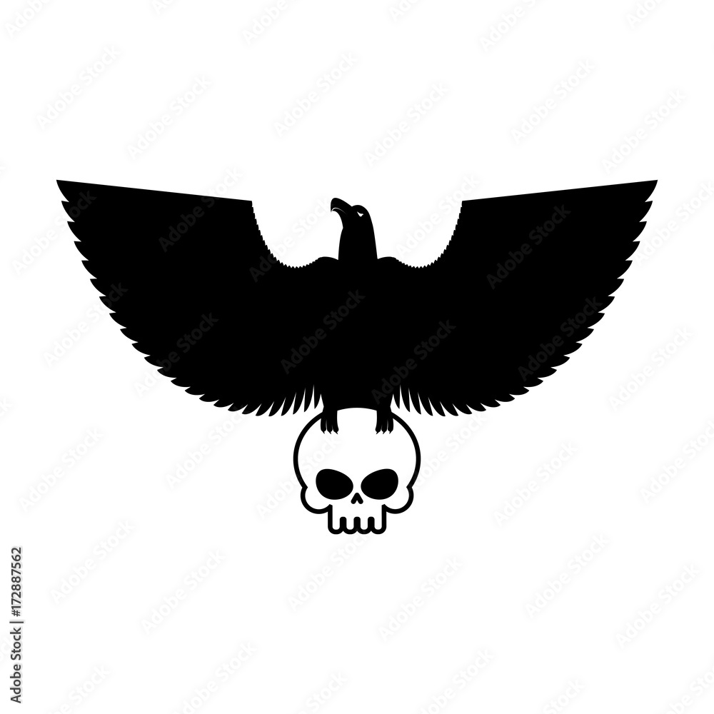 Eagle and skull template for emblem. Hawk logo. Vector illustration ...