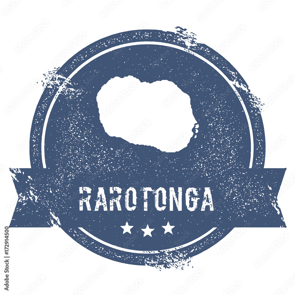 Rarotonga logo sign. Travel rubber stamp with the name and map of ...