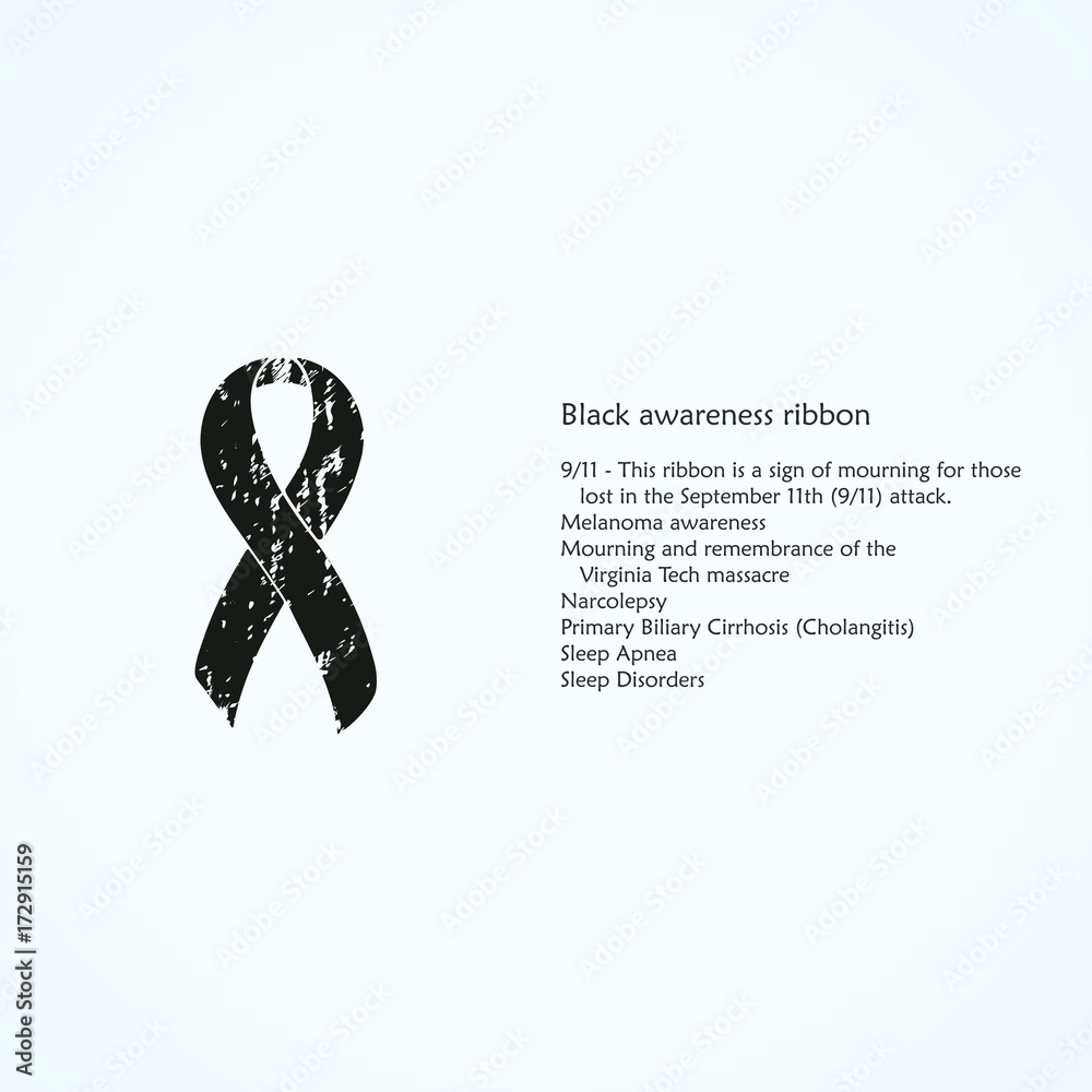 Awareness ribbon. Painted. Black, 9 11, Melanoma, Narcolepsy, Primary ...