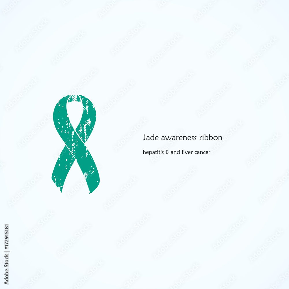 Awareness Jade Ribbon. Painted. Hepatitis B, liver cancer. Isolated ...
