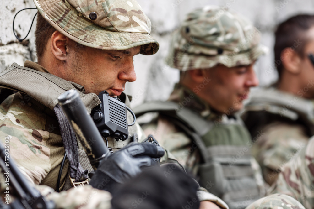 british rangers sitting and having a rest Stock Photo | Adobe Stock