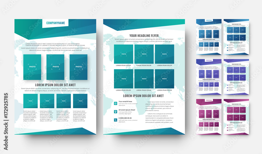 Vector flyer template with abstract elements and world map on ...