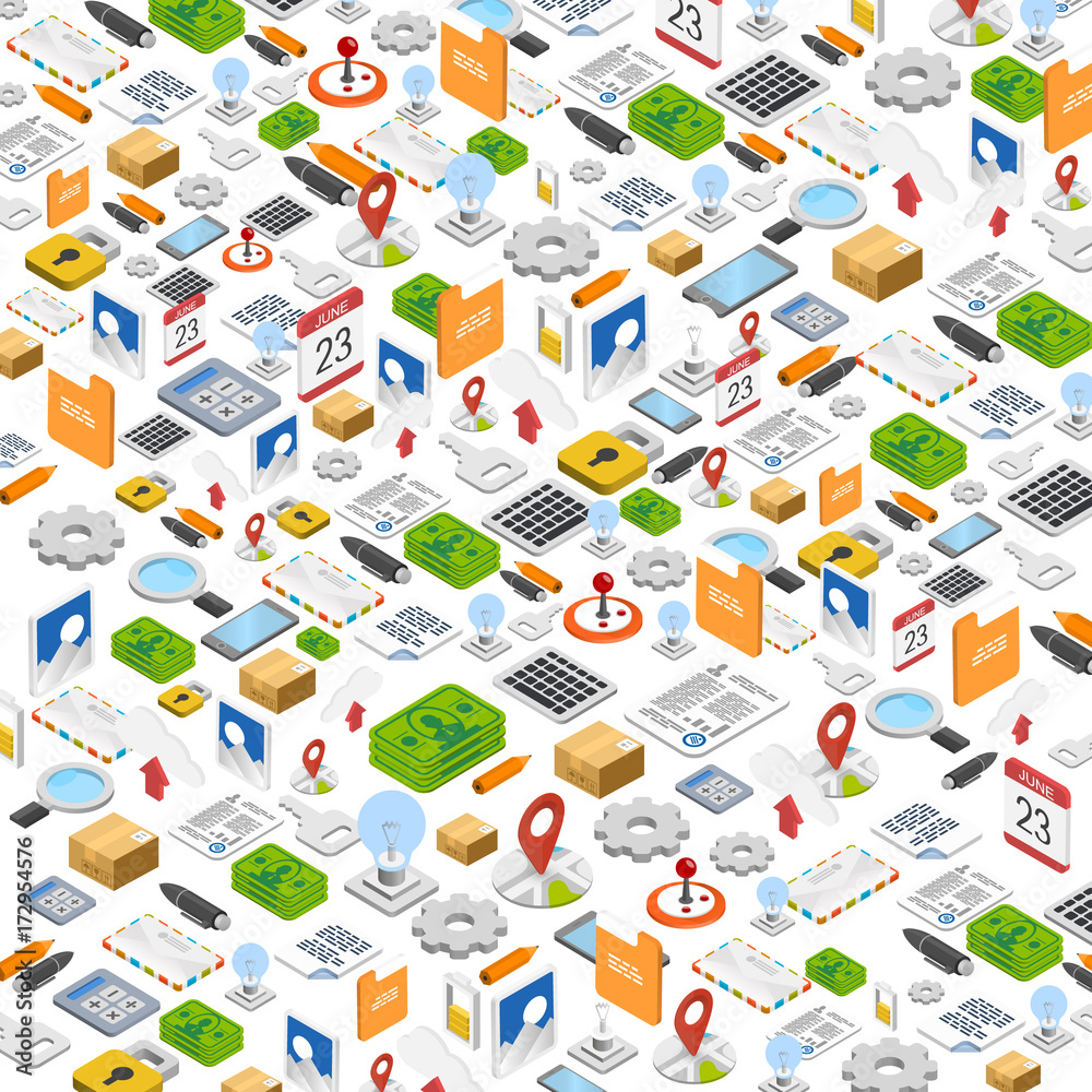 Isometric icons background style app. Vector illustration Stock Vector ...