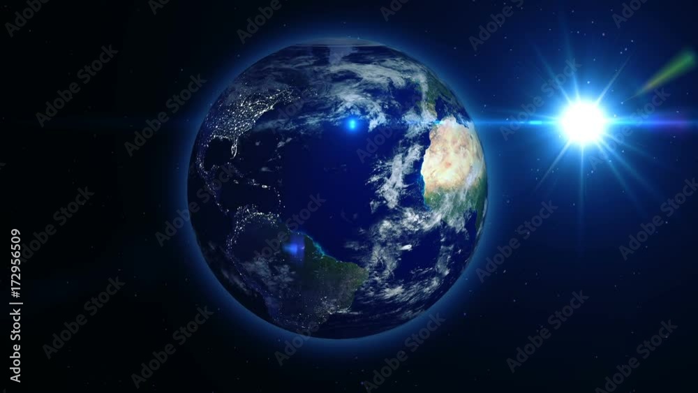 Realistic Earth Rotating on space (Loop). Texture map courtesy of NASA ...