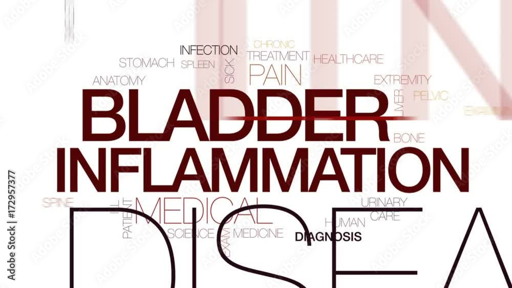 Bladder inflammation animated word cloud, text design animation ...