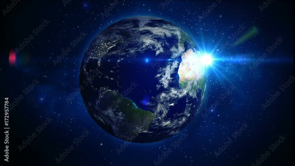 Realistic Earth Rotating on space (Loop). Texture map courtesy of NASA ...