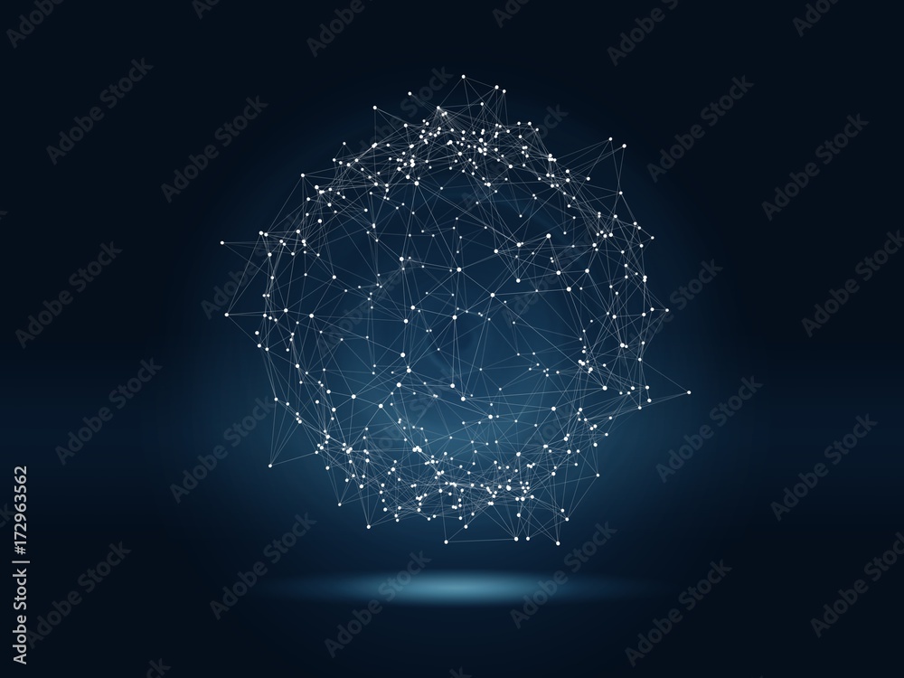 Futuristic hight technology background with connected glowing dots and ...