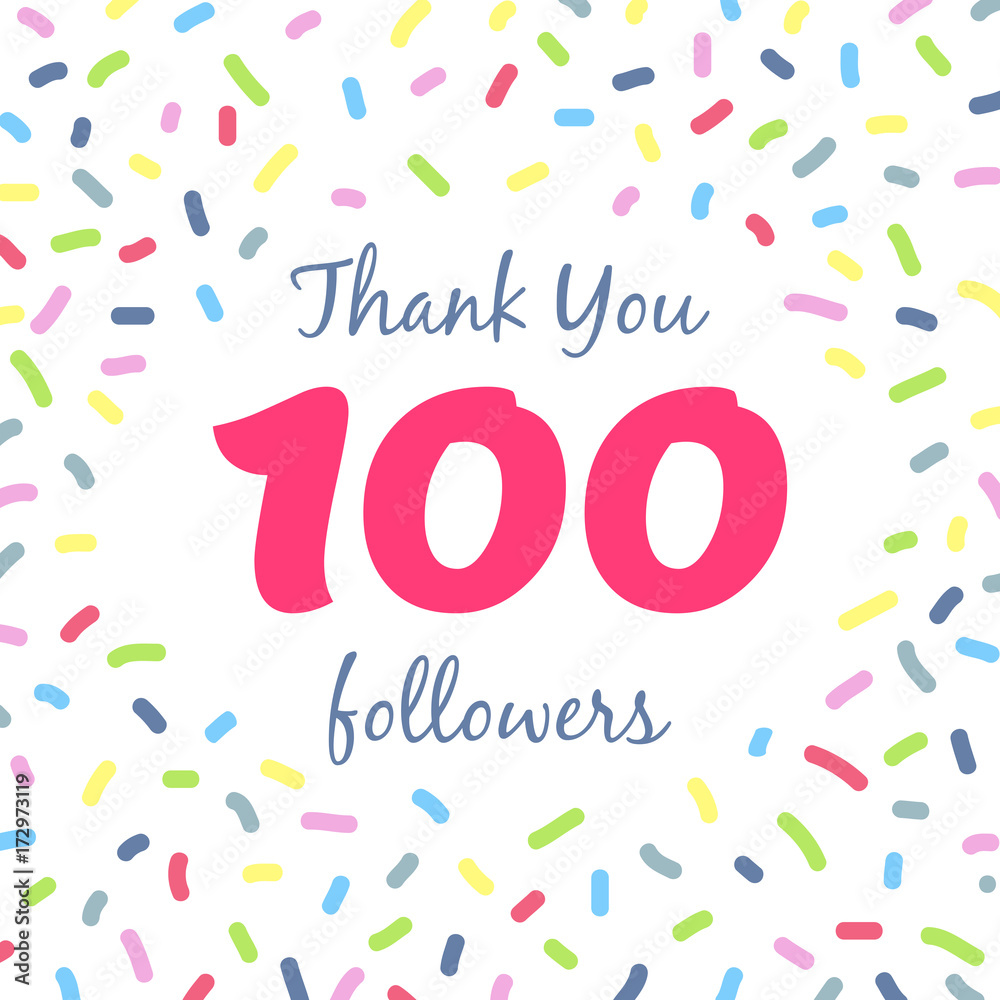 Thank you 100 followers network post Stock Vector | Adobe Stock