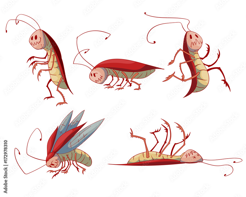 Collection of colorful vector cartoon cockroaches Stock Vector | Adobe ...