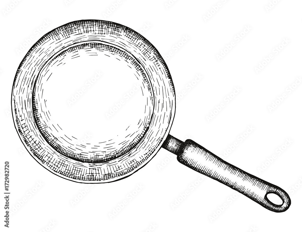frying pan vector isolated. hand drawing Stock Vector | Adobe Stock