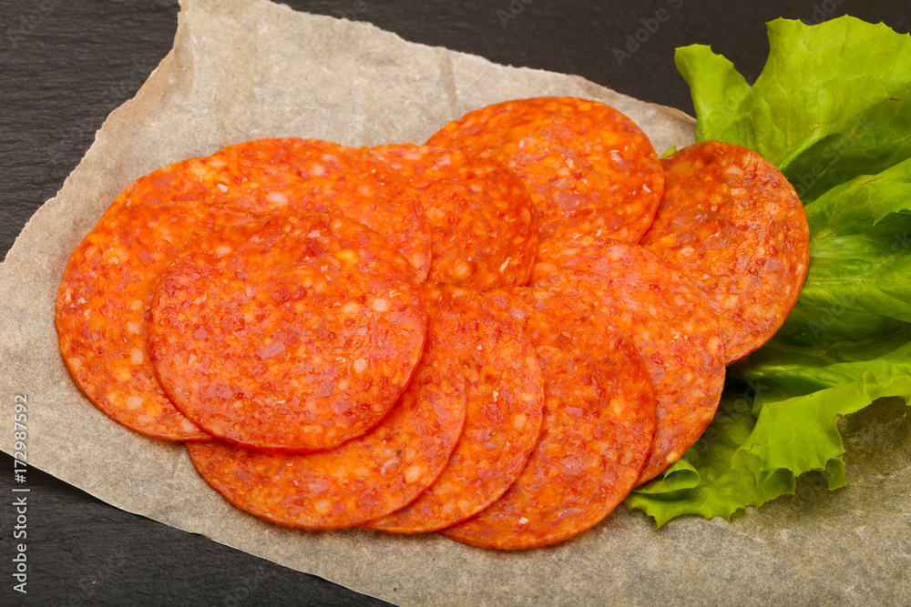 Pepperoni sausage Stock Photo | Adobe Stock