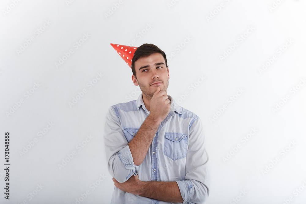 Body language and non verbal communication. Young unshaven brunette ...