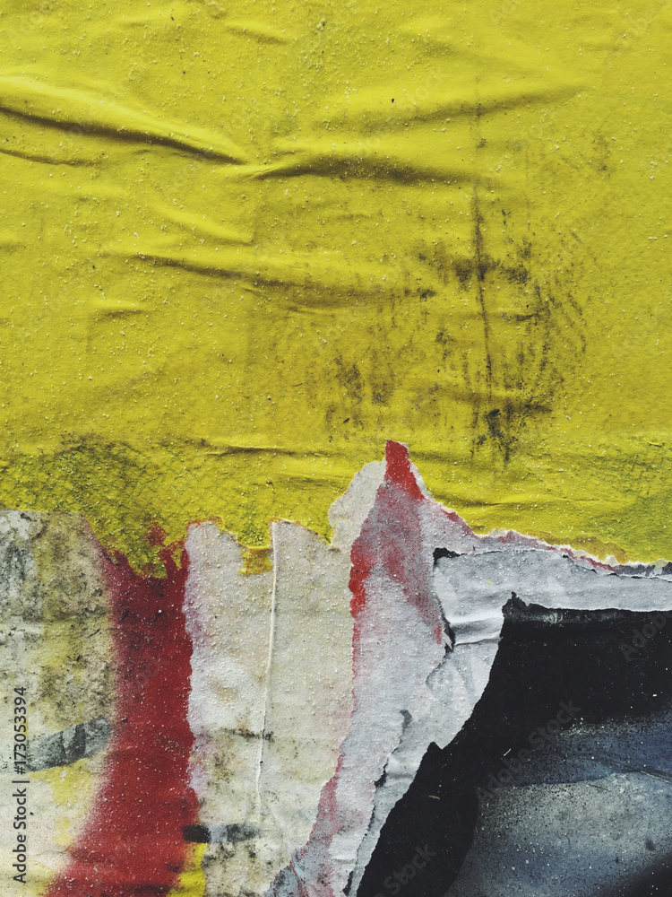 Peeling poster art and graffiti, close up Stock Photo | Adobe Stock