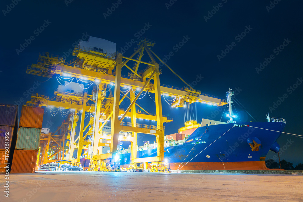 The ship is berthed at container terminal and do cargo operation at ...